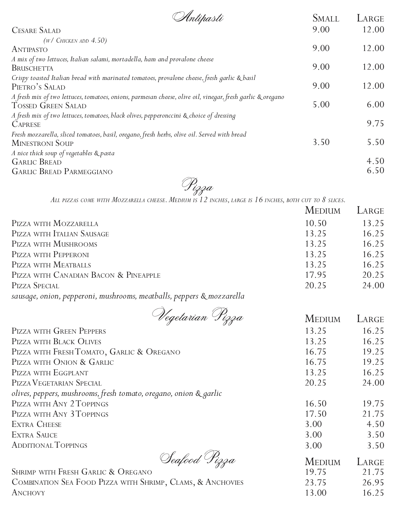 Pietro's la mesa menu | La Mesa California